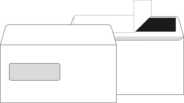 Aploksnes E65, ar lodziņu, silikona lente, Kuvert, 100 gab. - Birojs.lv